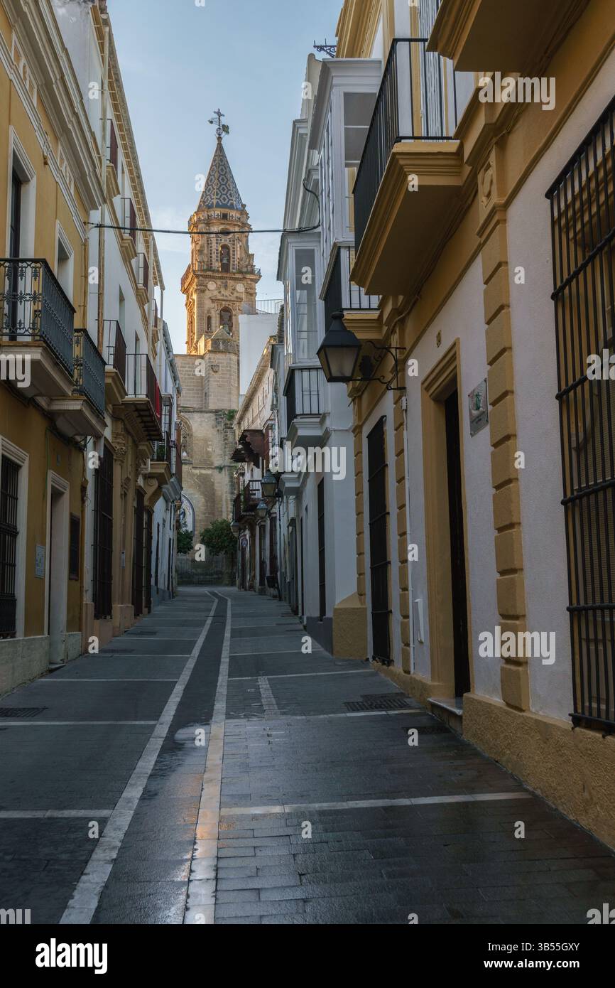 Historic Street View, Iconic Bell Tower Amidst Traditional Architecture ...