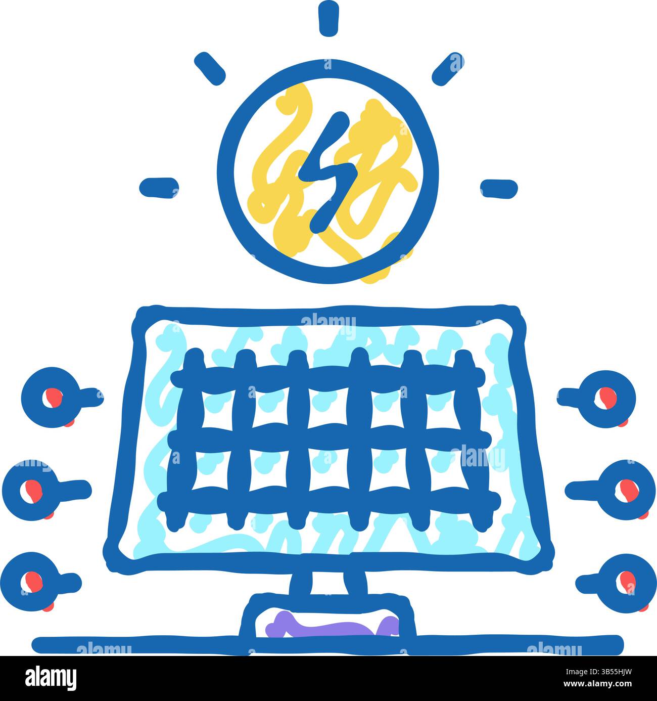 solar electrical panel icon doodle illustration Stock Vector Image ...