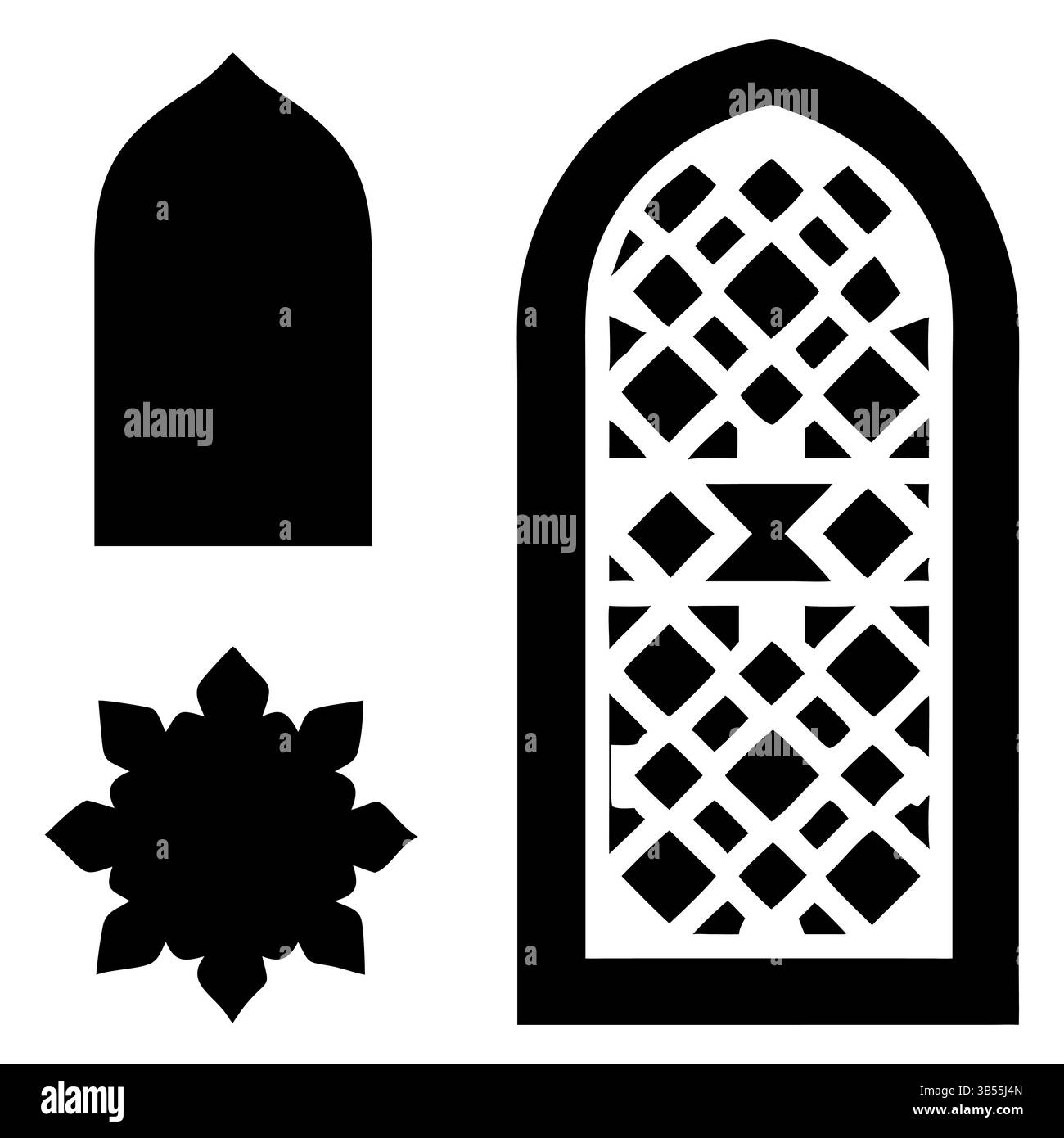 Islamic Mosque Silhouette, Islamic window shape Stock Vector Image ...