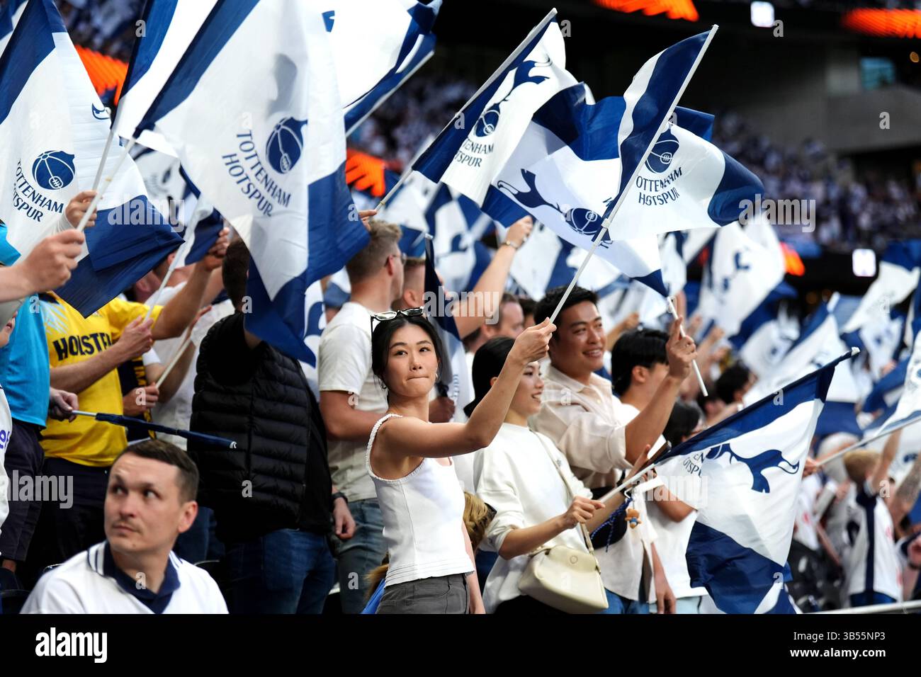Tottenham Hotspur fans wave flags ahead of the UEFA Europa League semi ...