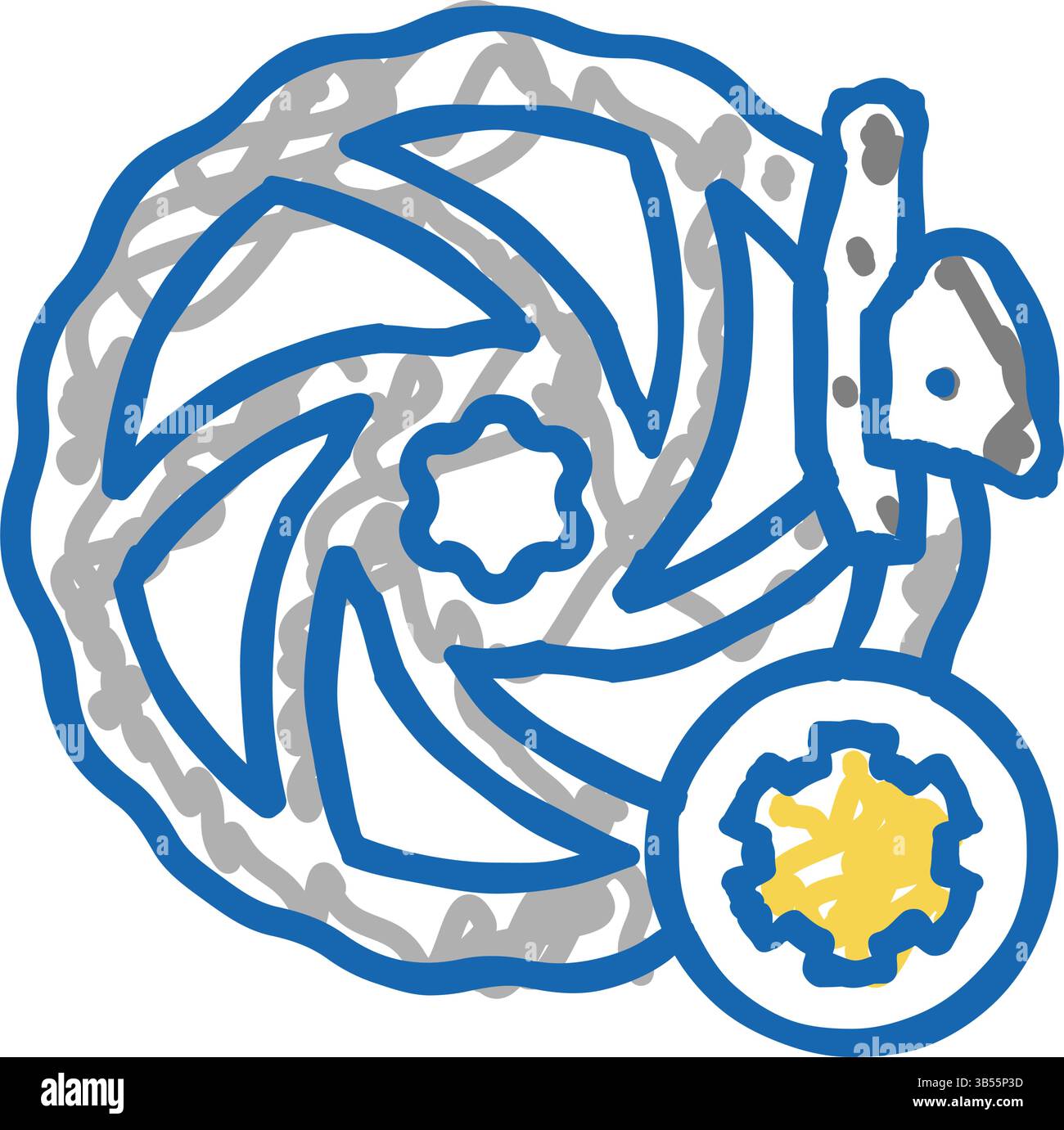 brake pads and disc brakes cleaning and adjustment icon doodle ...