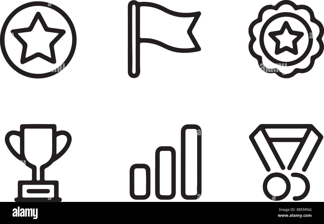 Achievement and Success Icons: Stars, Graphs, Medals, and Trophies for ...
