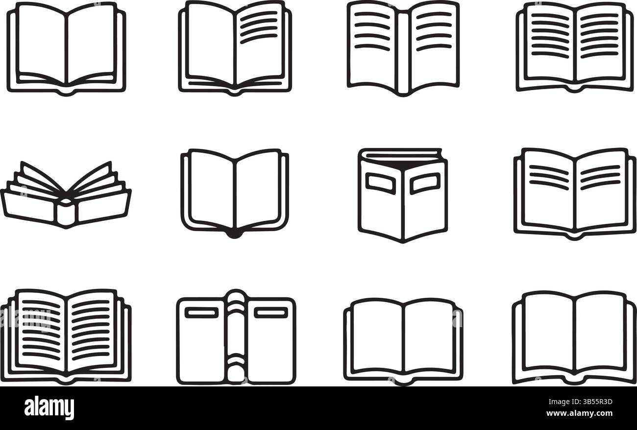 Minimalist Open Book Icons - Stylish and Versatile Graphic Design ...
