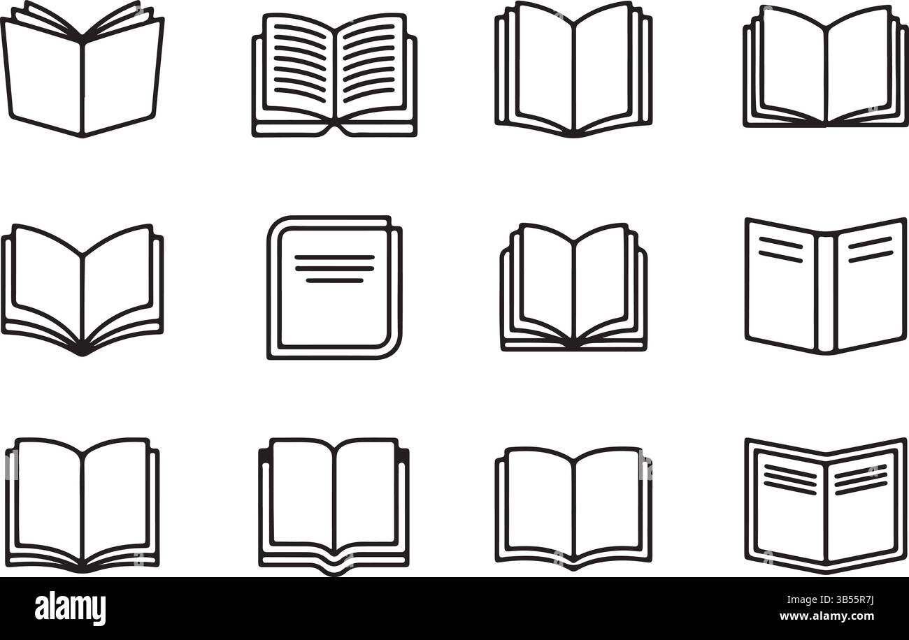 Minimalist Open Book Icons - Stylish and Versatile Graphic Design ...