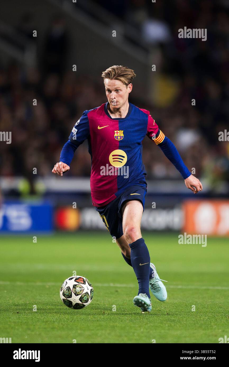 Barcelona, Spain. 30 April 2025. Frenkie de Jong of FC Barcelona in action during the UEFA ...