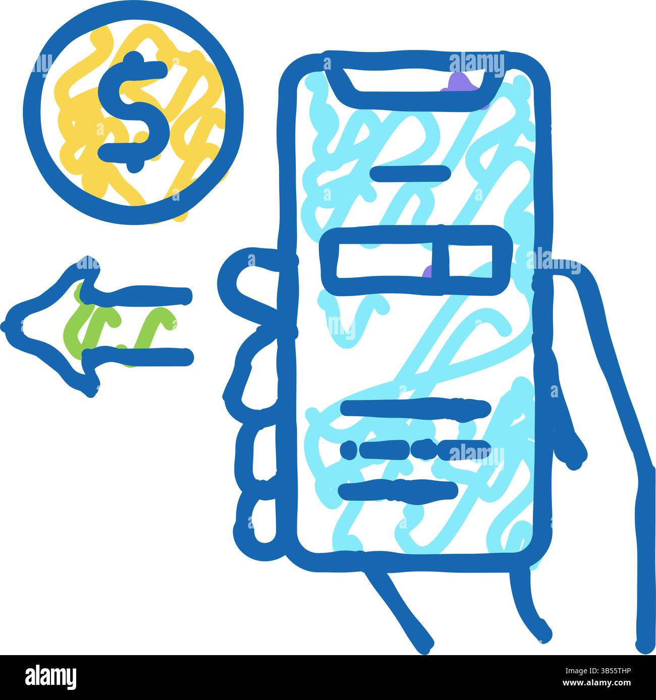 Money transfer phone doodle Cut Out Stock Images & Pictures - Alamy