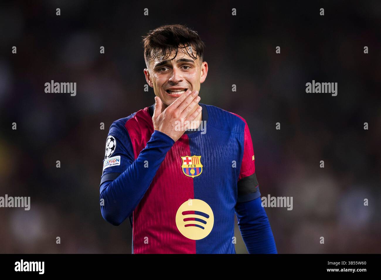 Barcelona, Spain. 30 April 2025. Pedri of FC Barcelona reacts during ...