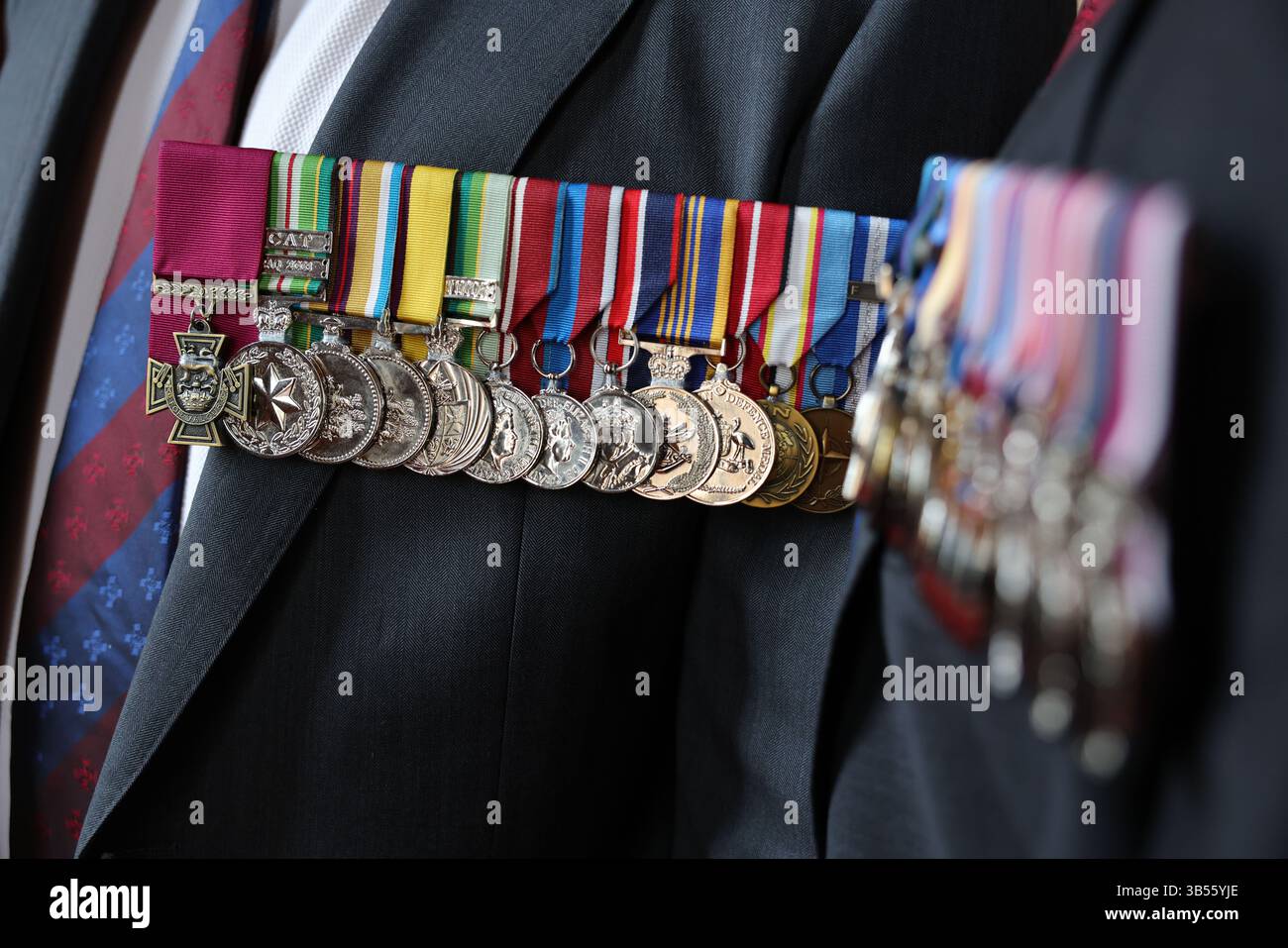 Victoria and George Cross medals worn by their winners during a ...