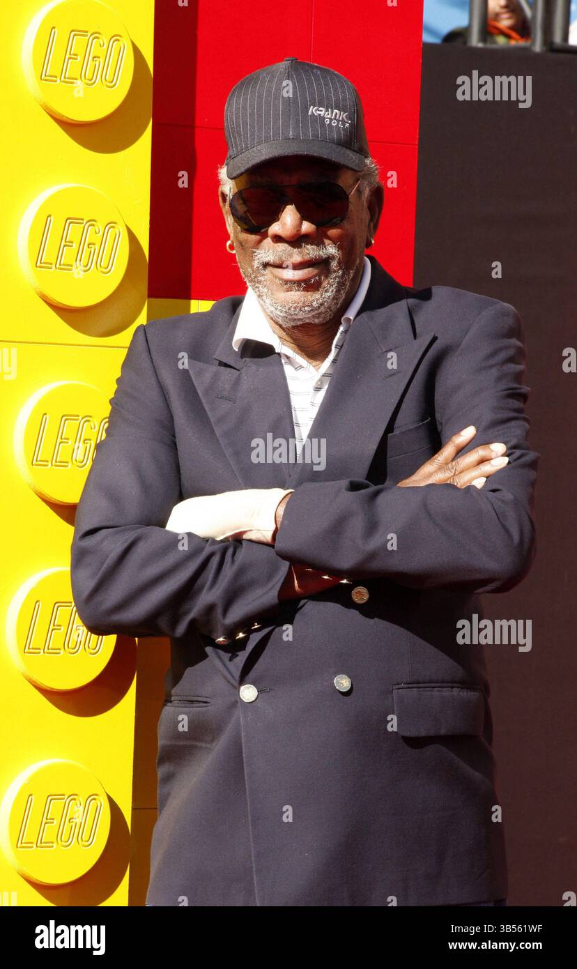 Morgan Freeman at the Los Angeles premiere of 'The LEGO Movie' held at ...