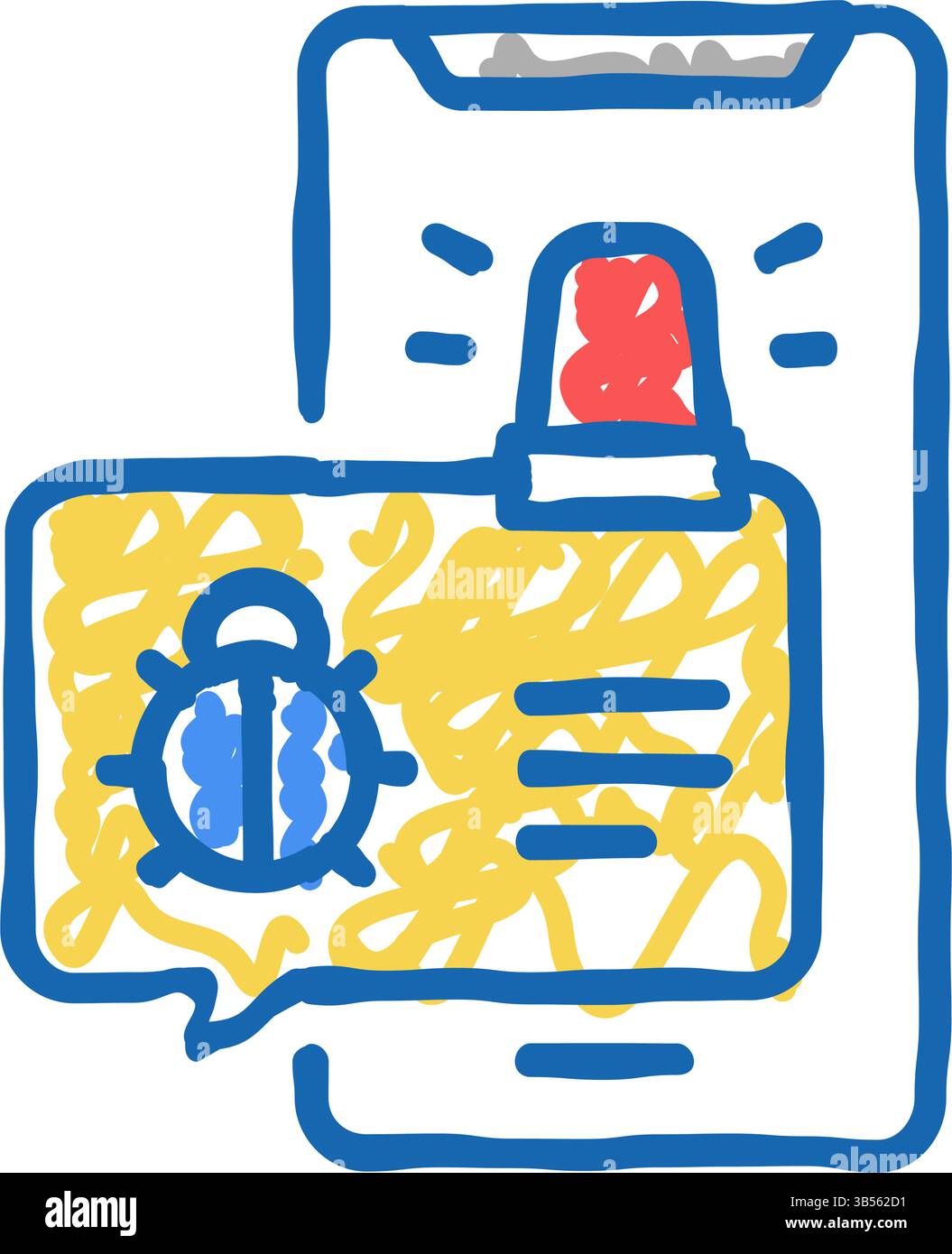 phone message with virus alarm icon doodle illustration Stock Vector ...