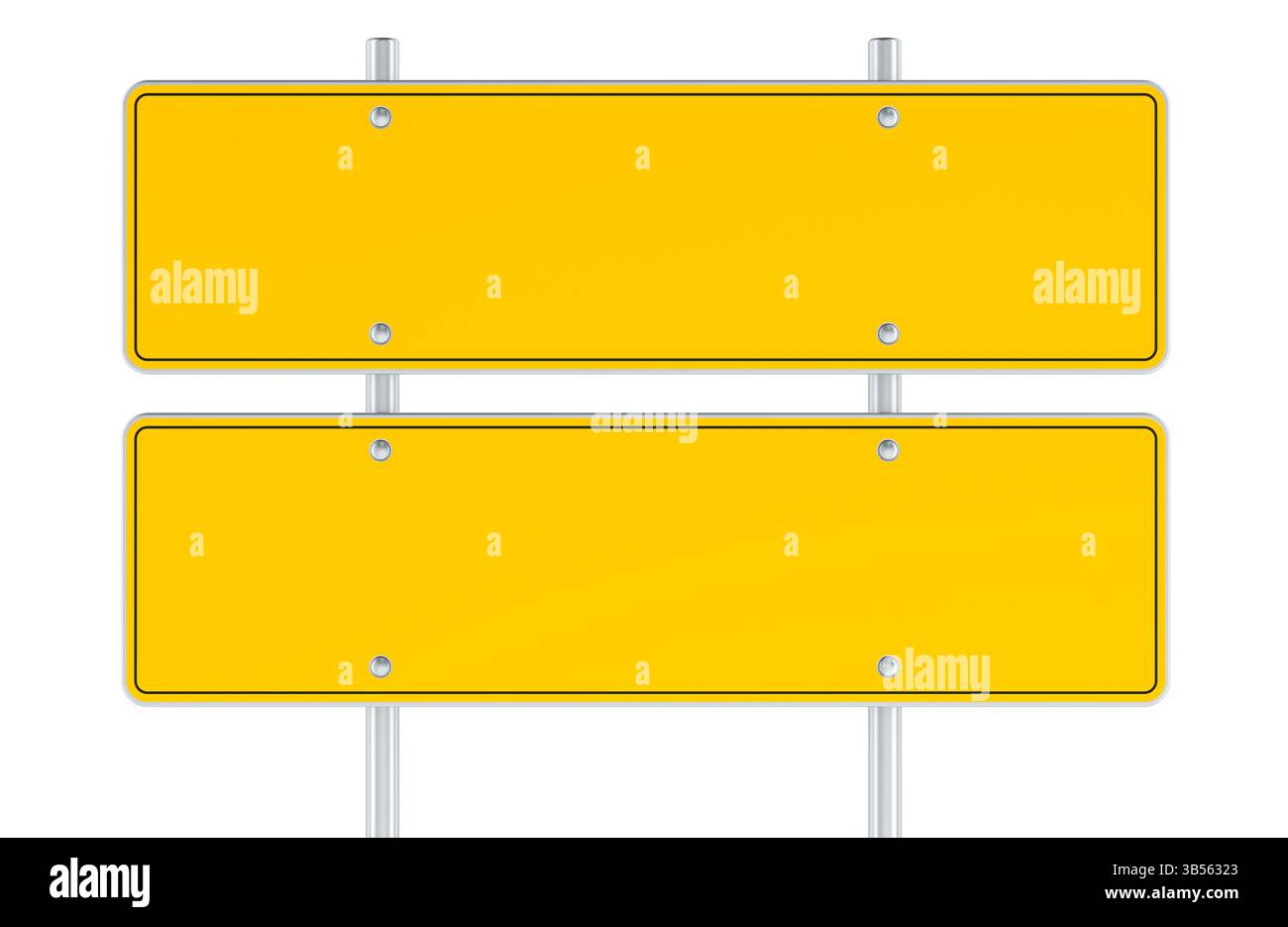 Blank yellow traffic road signs. Double rectangle road signs road signs ...