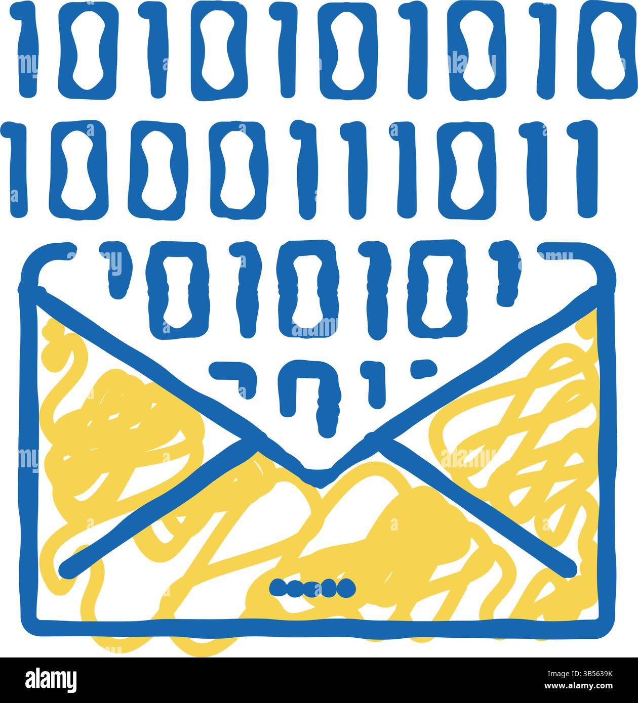 email message with binary code icon doodle illustration Stock Vector ...