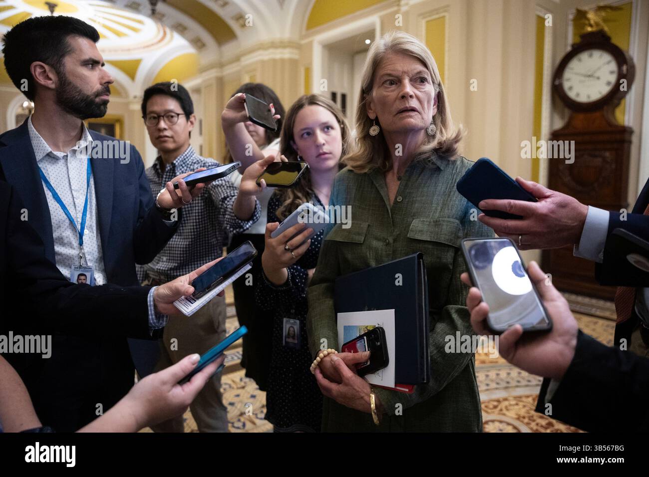 Sen. Lisa Murkowski (R-Alaska) speaks with reporters at the U.S ...