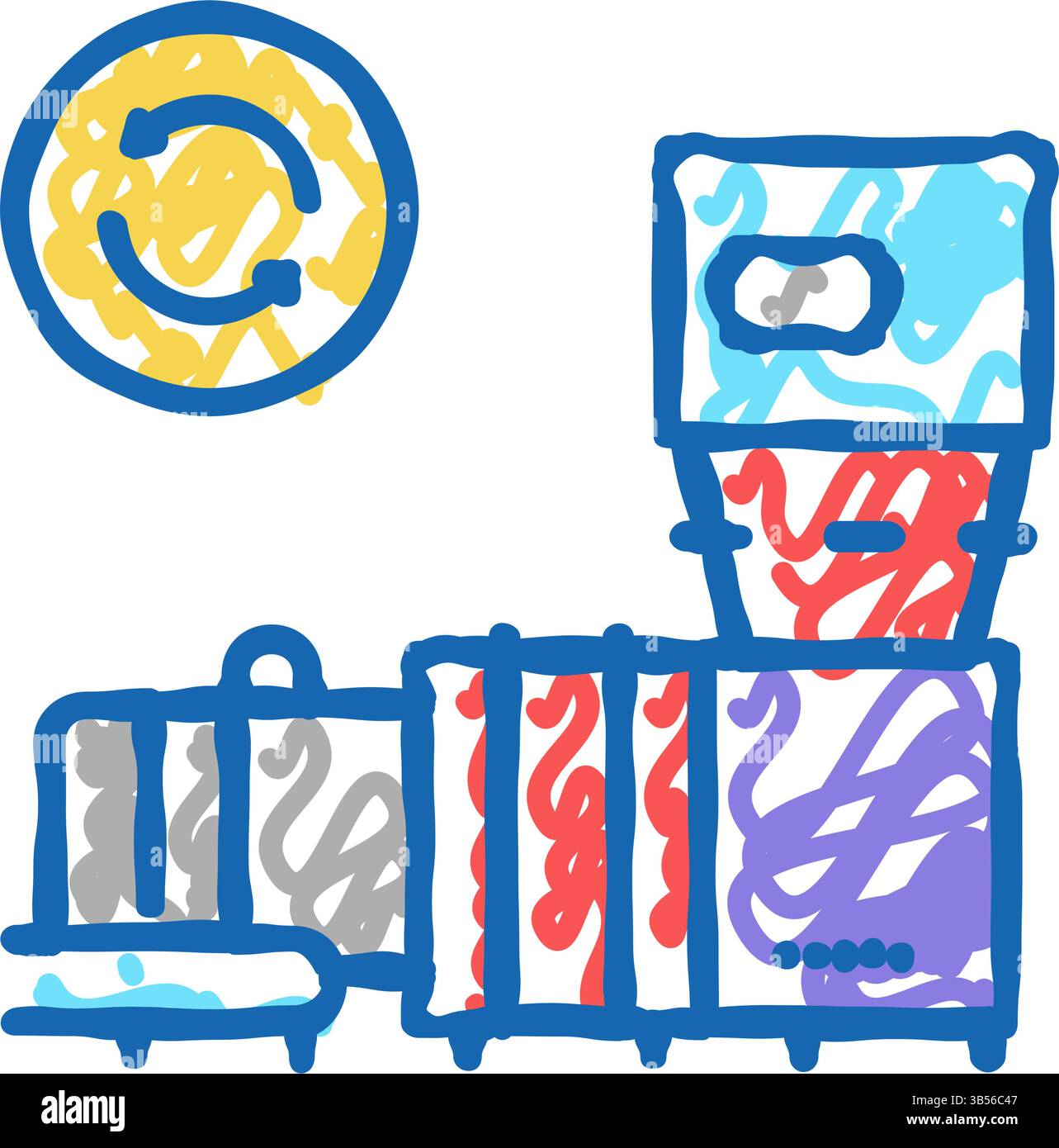 garbage recycling machine icon doodle illustration Stock Vector Image ...