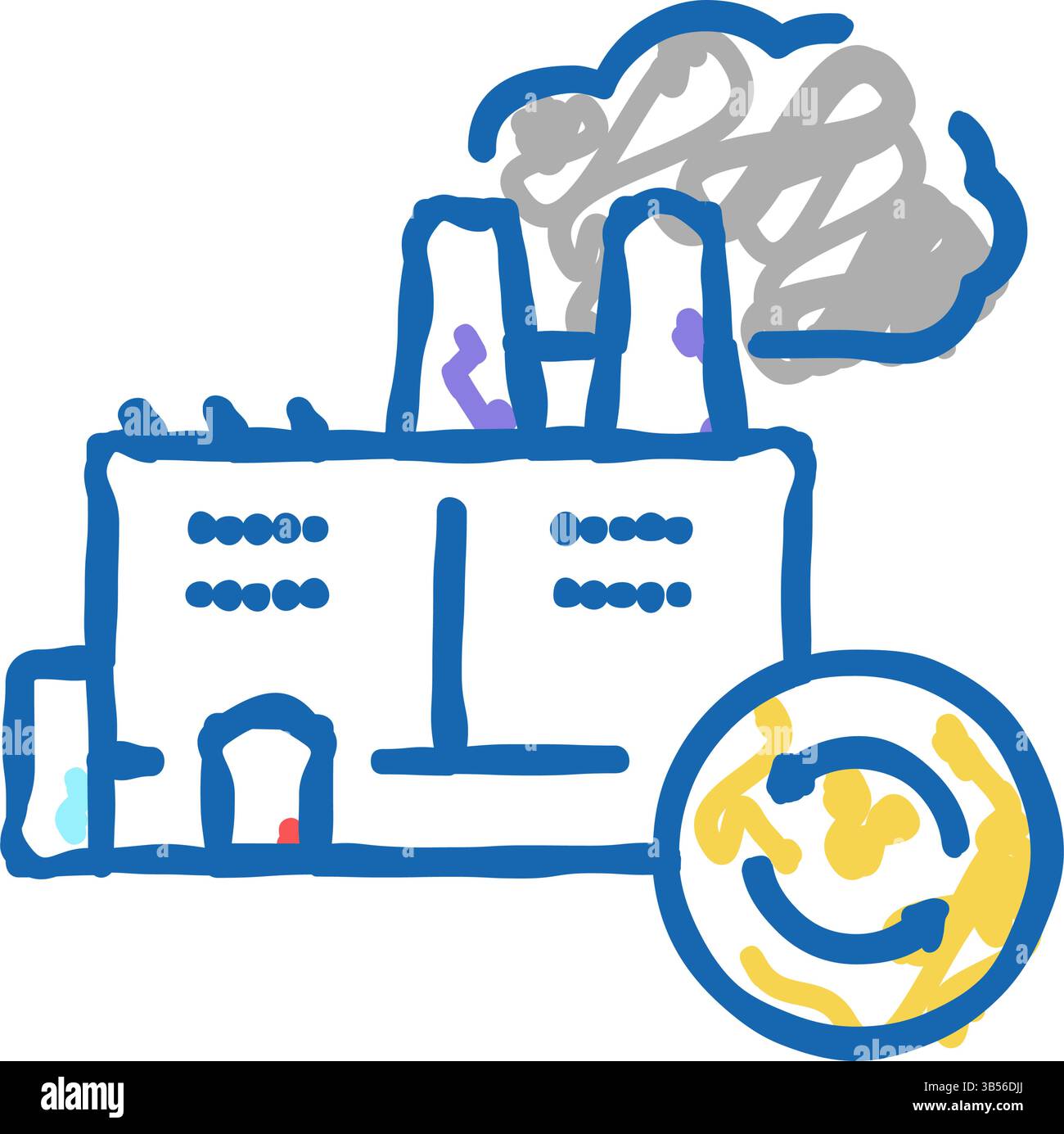 garbege recycling factory icon doodle illustration Stock Vector Image ...