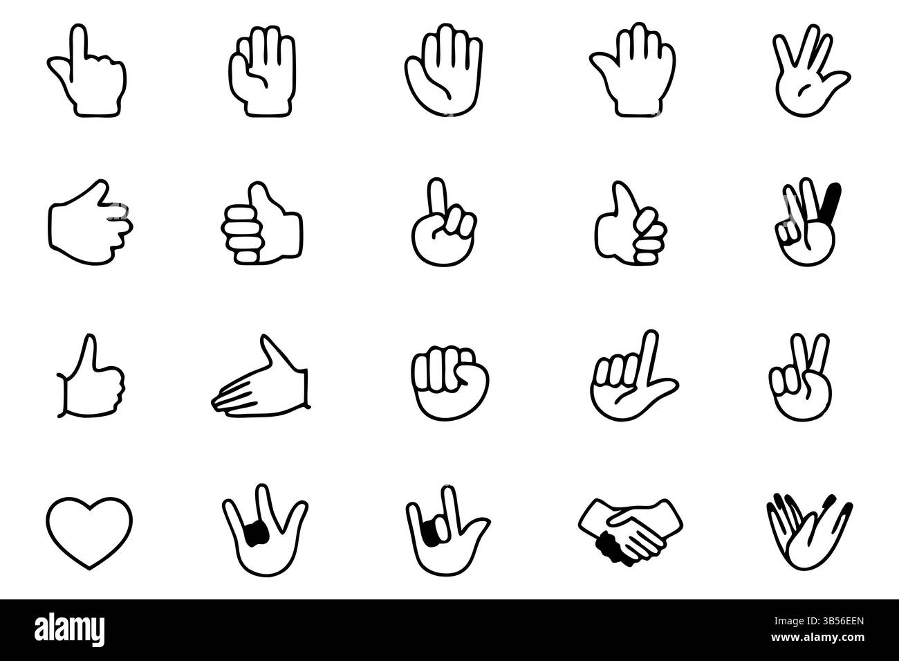 Hand Gesture Line Icons Set Human Hand Signal Outline Icons Stock Vector Image & Art - Alamy