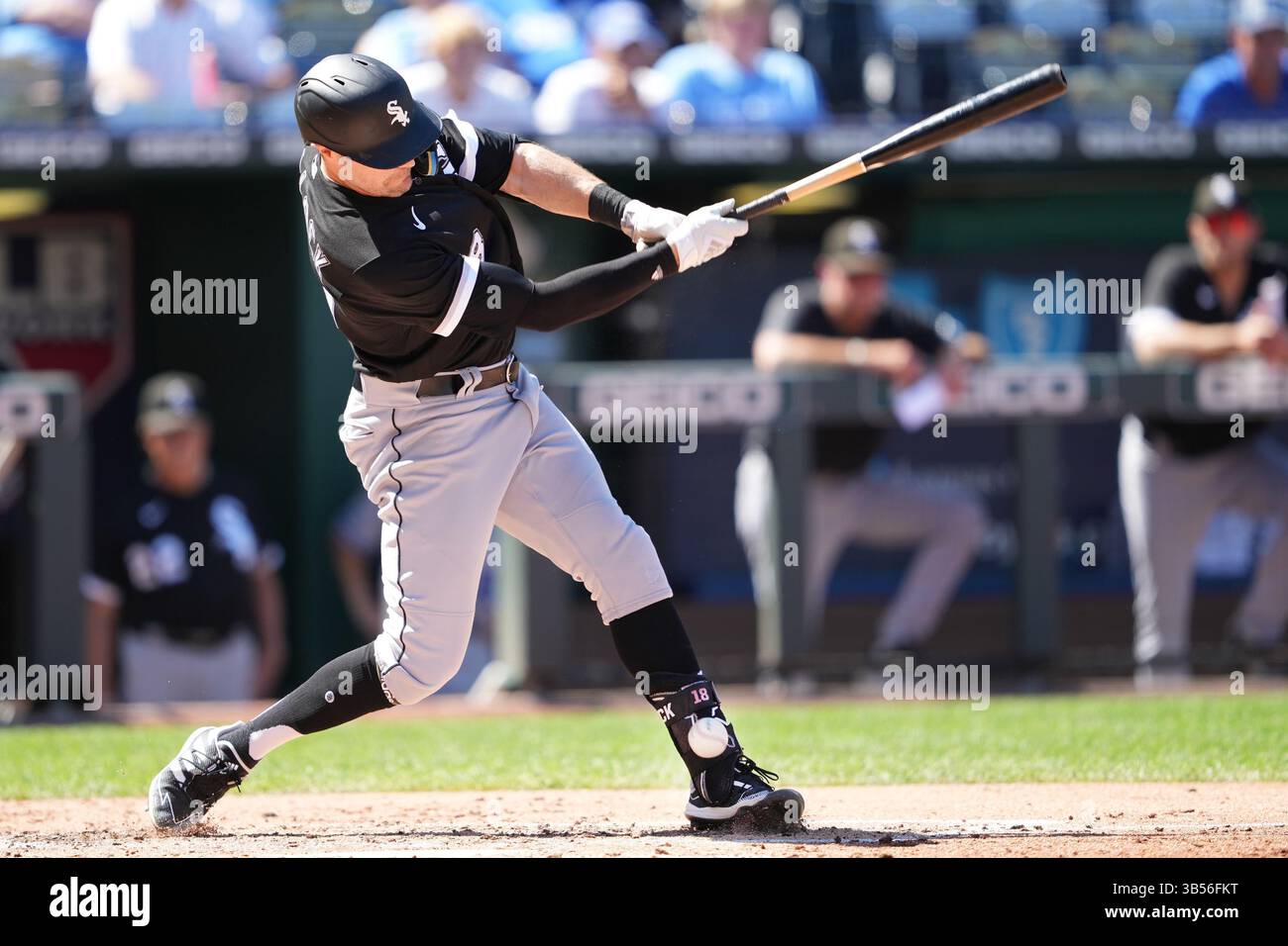 AUG 09, 2022: Chicago White Sox left fielder AJ Pollock (18) fouls a ball right off his foot at ...
