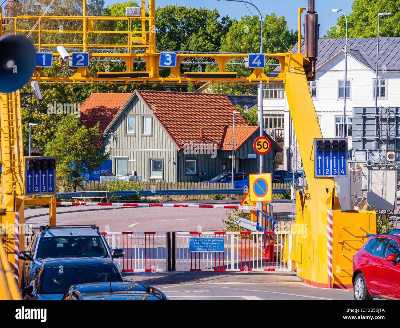 Stockholm, Sweden - 6 September 2024: A ferry terminal with vehicles ...
