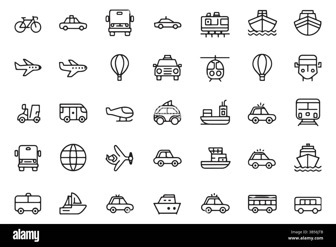 Transport Line Icons Vector Set Outline Symbols Collection Stock Vector ...