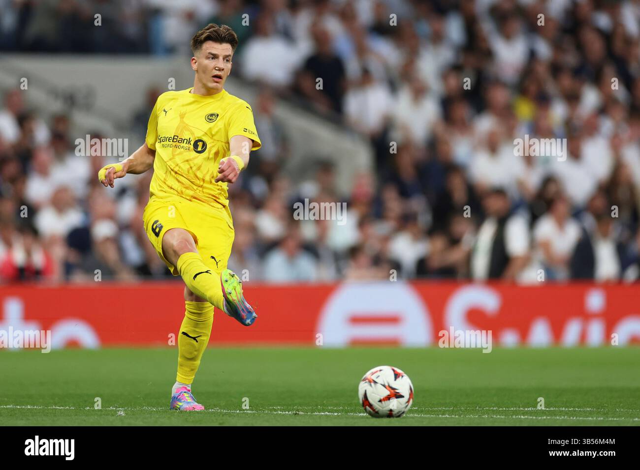 Glimt's Jostein Gundersen passes the ball during the Europa League ...