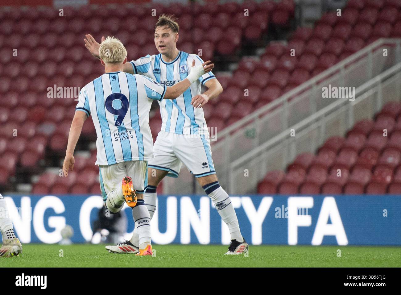 Middlesbrough's U21 Max Howells scores the equaliser and celebrates ...