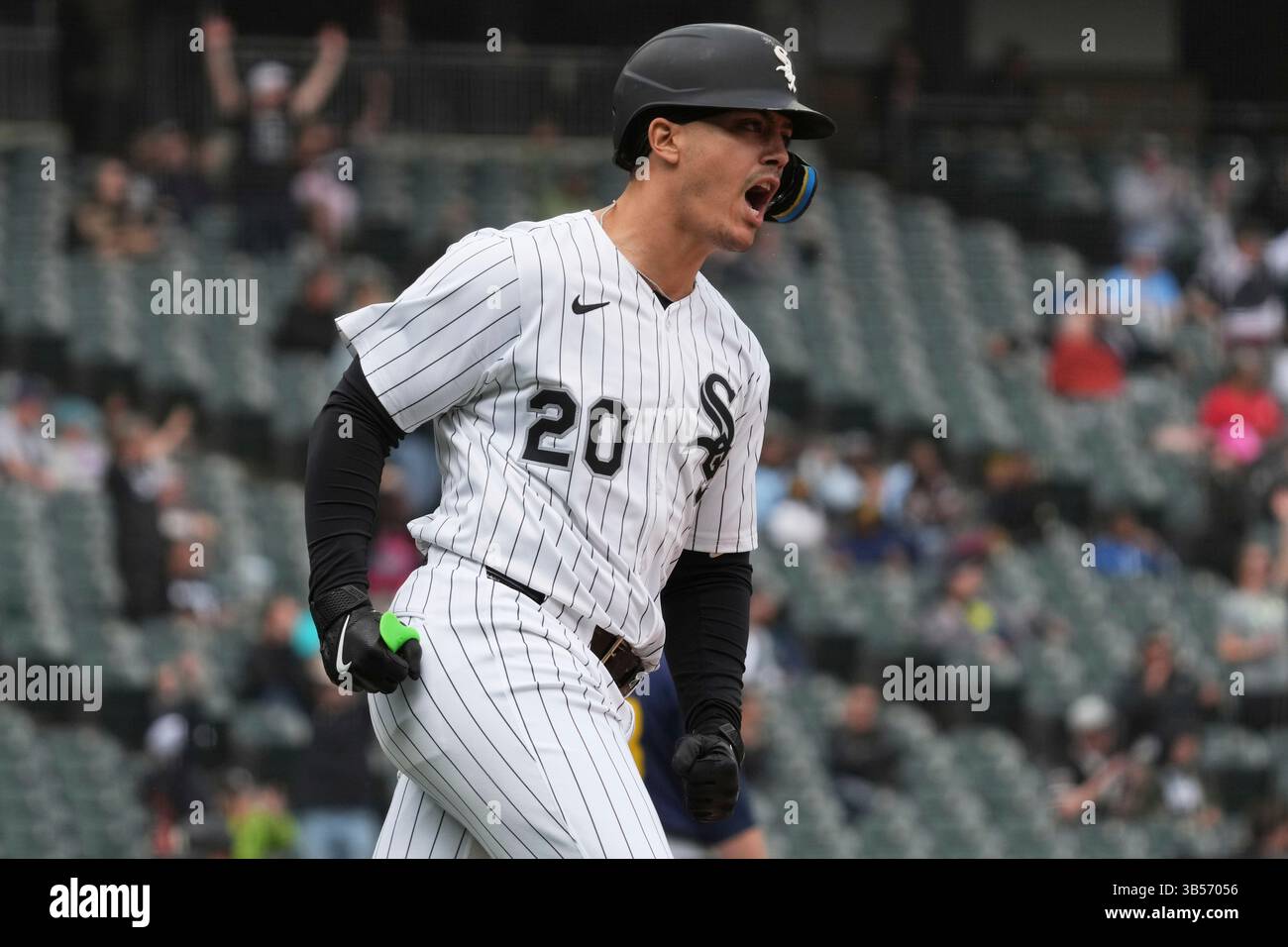 Chicago White Sox's Miguel Vargas reacts as he rounds the bases after ...