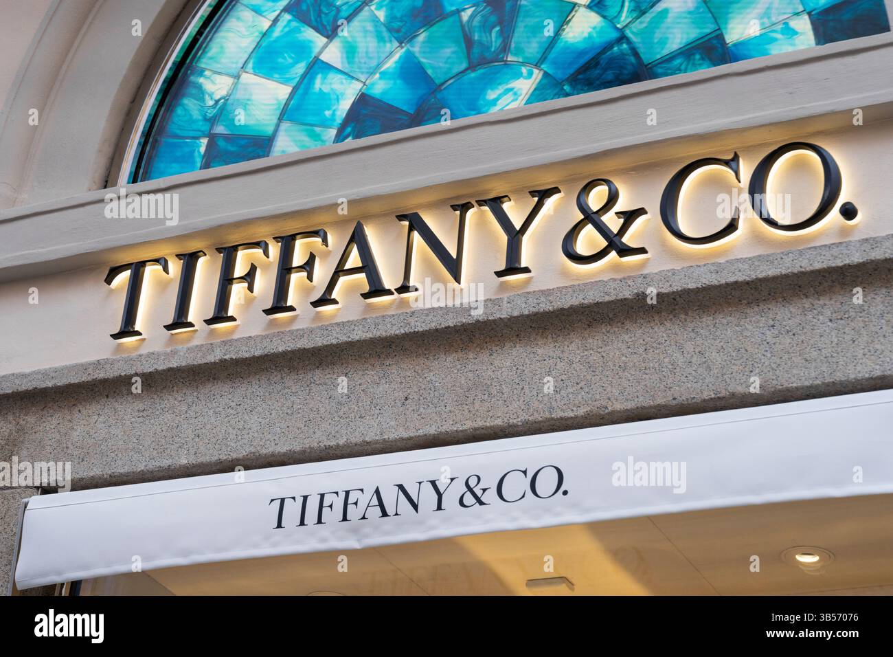 Milan, Italy - April, 08, 2025: Tiffany and Co. store exterior in Milan ...