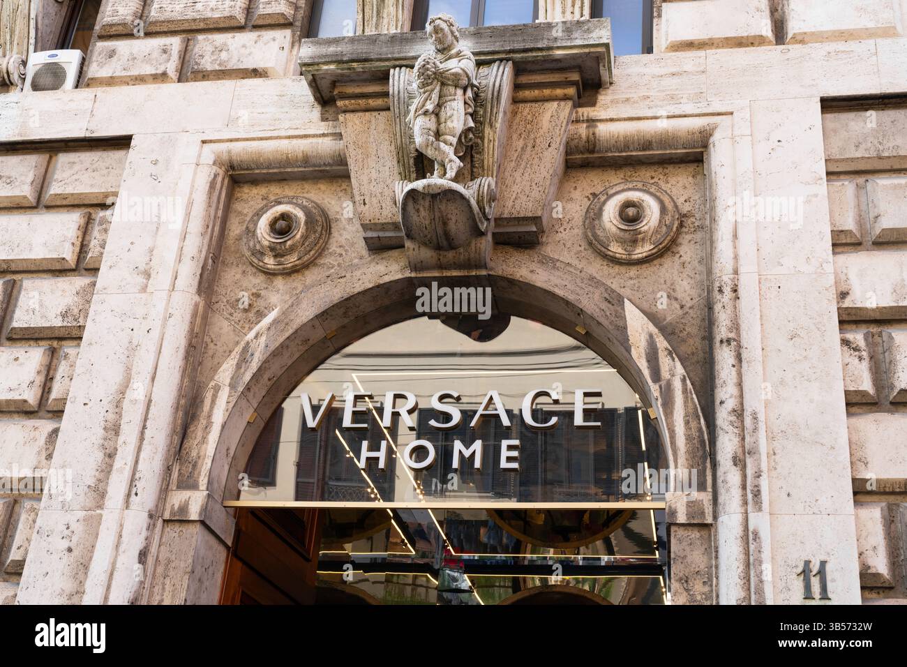 Milan, Italy - April, 08, 2025: Versace Home store exterior. Close-up ...