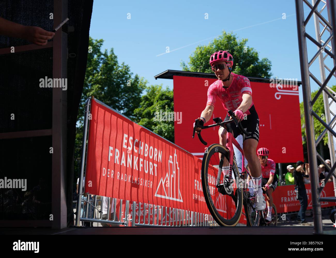 Eschborn, Germany. May 1st 2025. Michael Valgren ((DEN) EF EDUCATION - EASYPOST (EFE)) arriving ...