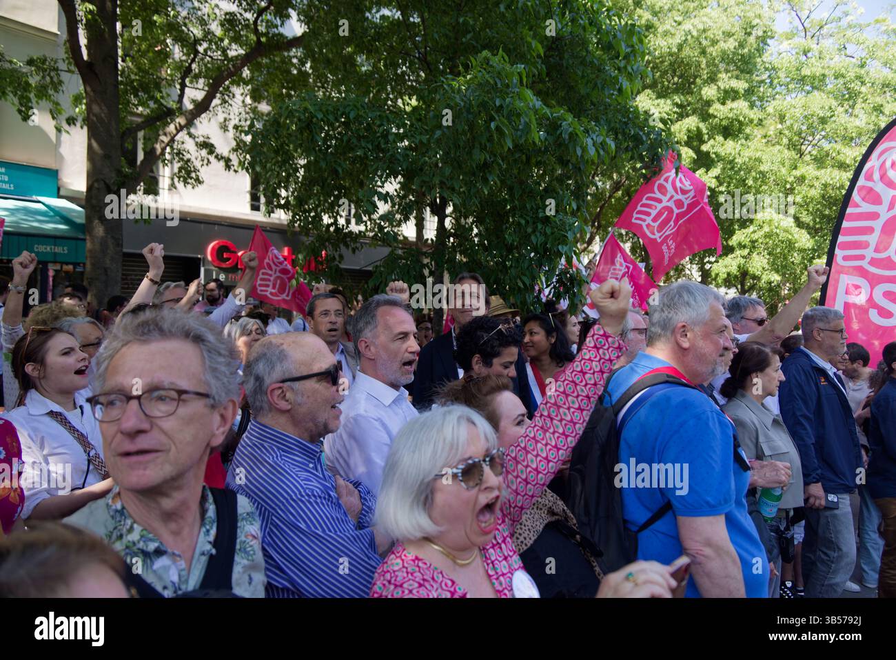 Paris, France. 1st May, 2025. Emmanuel Grégoire and Jérôme Guedj attend ...