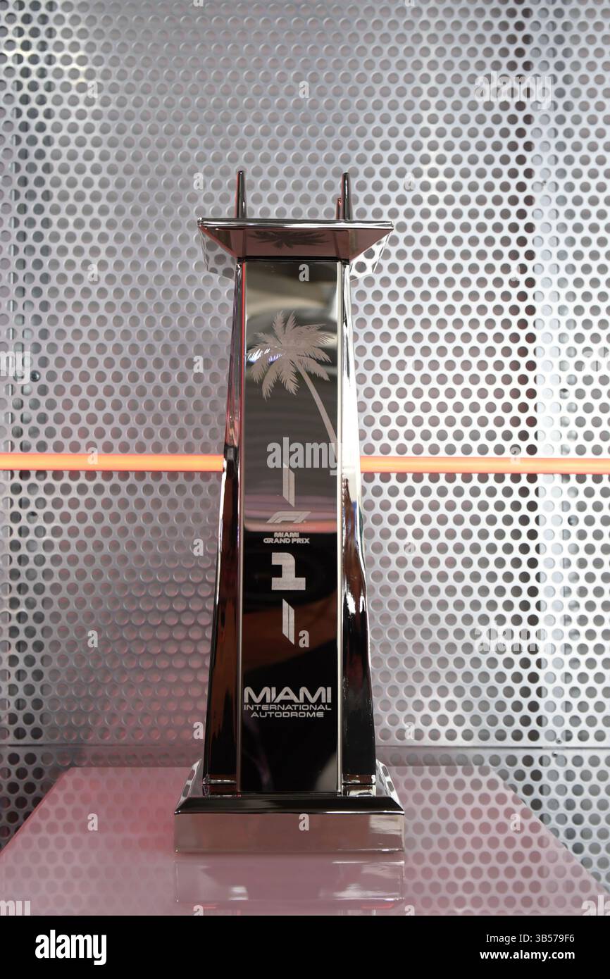 Miami, USA. 01st May, 2025. The first place trophy on display at the ...