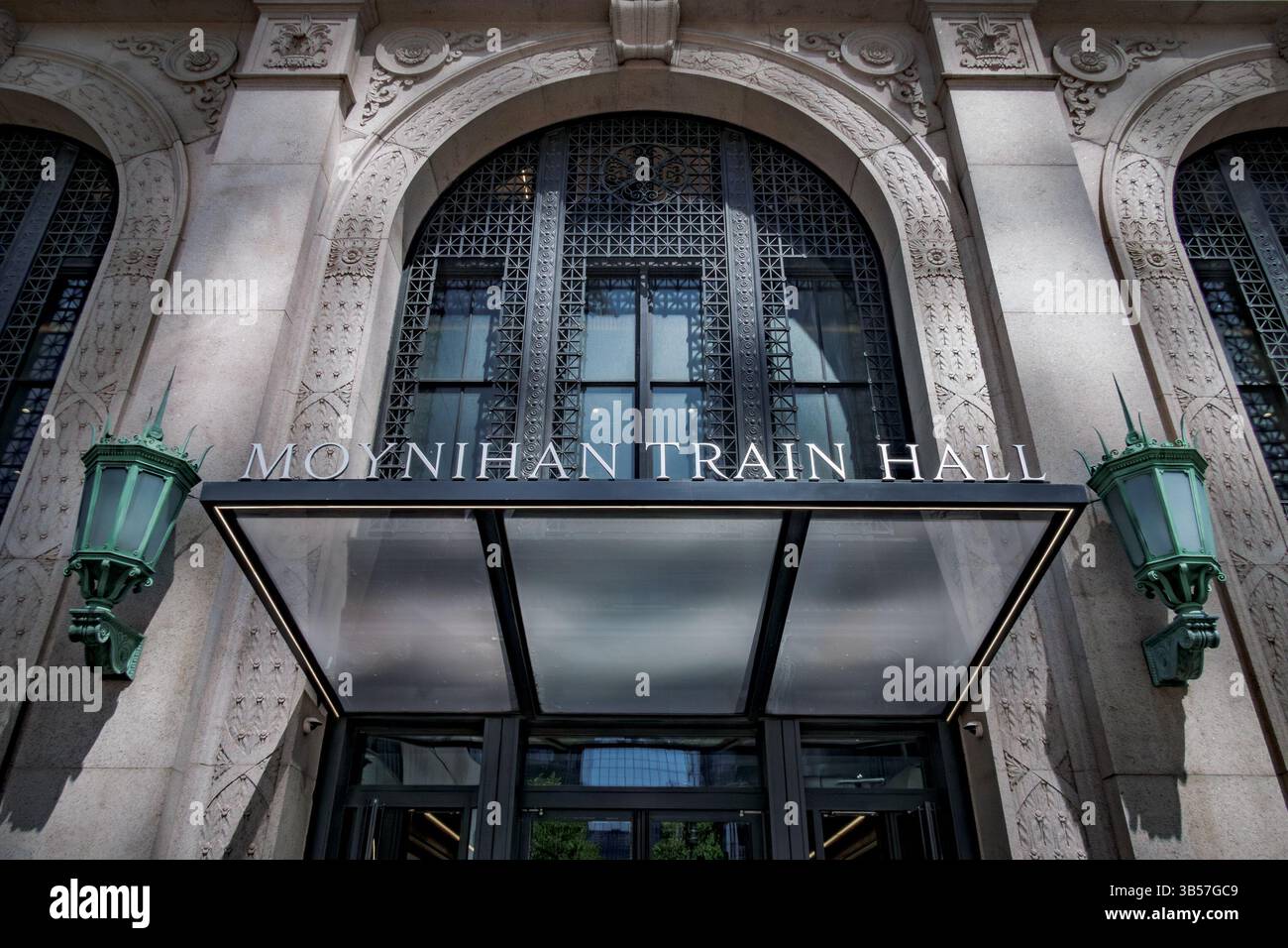 USA. 01st May, 2025. Marquee at the entrance to the Moynihan Train Hall ...