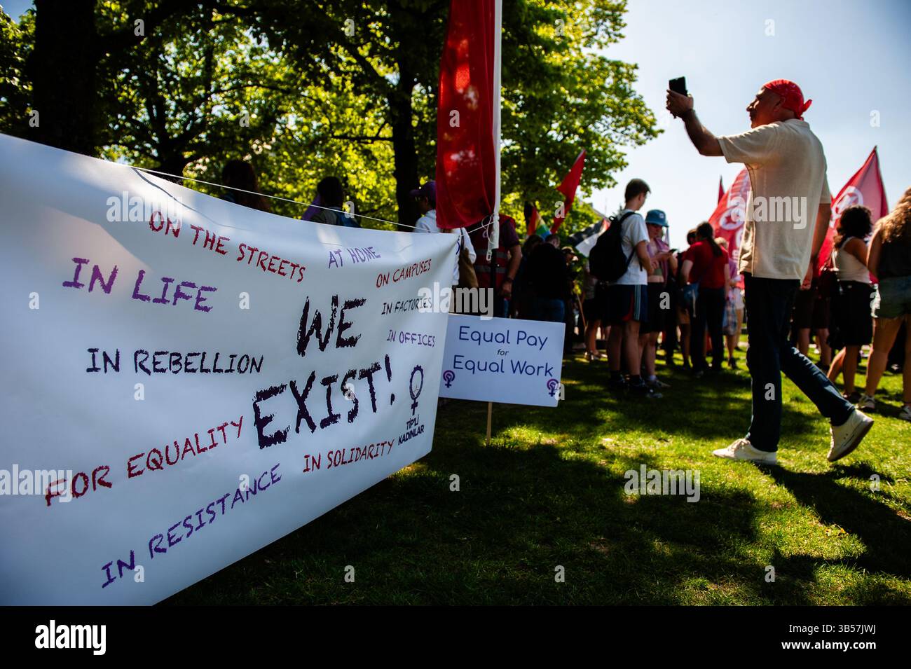 Amsterdam, Netherlands. 01st May, 2025. A banner in support of equal ...
