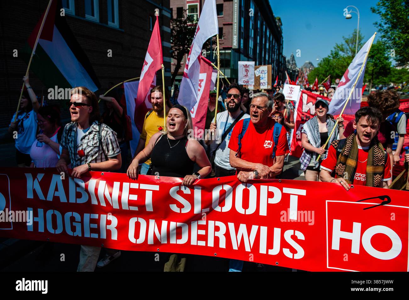 Amsterdam, Netherlands. 01st May, 2025. Protesters are seen walking ...