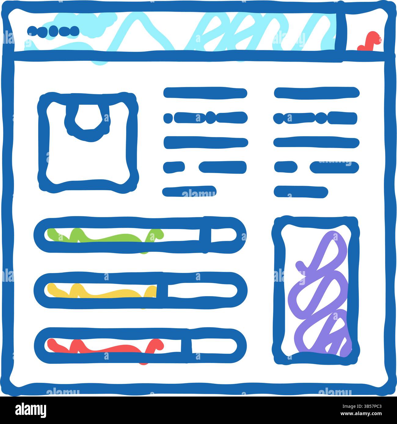 product information and characteristics icon doodle illustration Stock ...