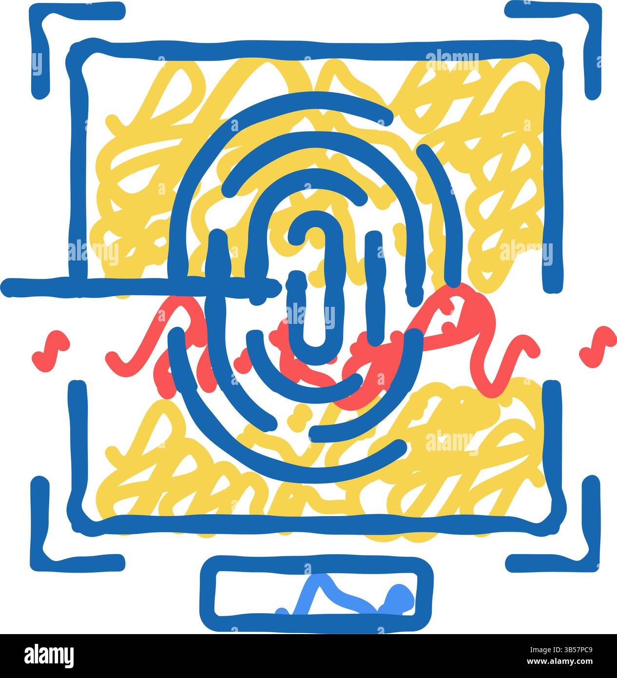 fingerprint access icon doodle illustration sign Stock Vector Image ...
