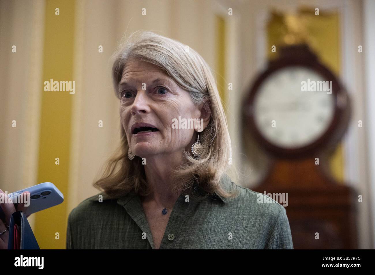 Sen. Lisa Murkowski (R-Alaska) speaks with reporters at the U.S ...