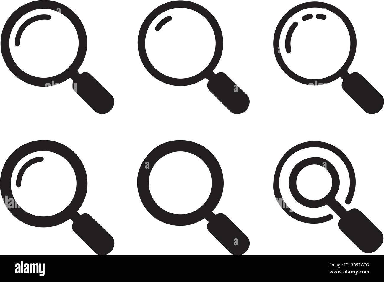 Minimalist Magnifying Glass Icon Set – Search and Investigation Symbols ...