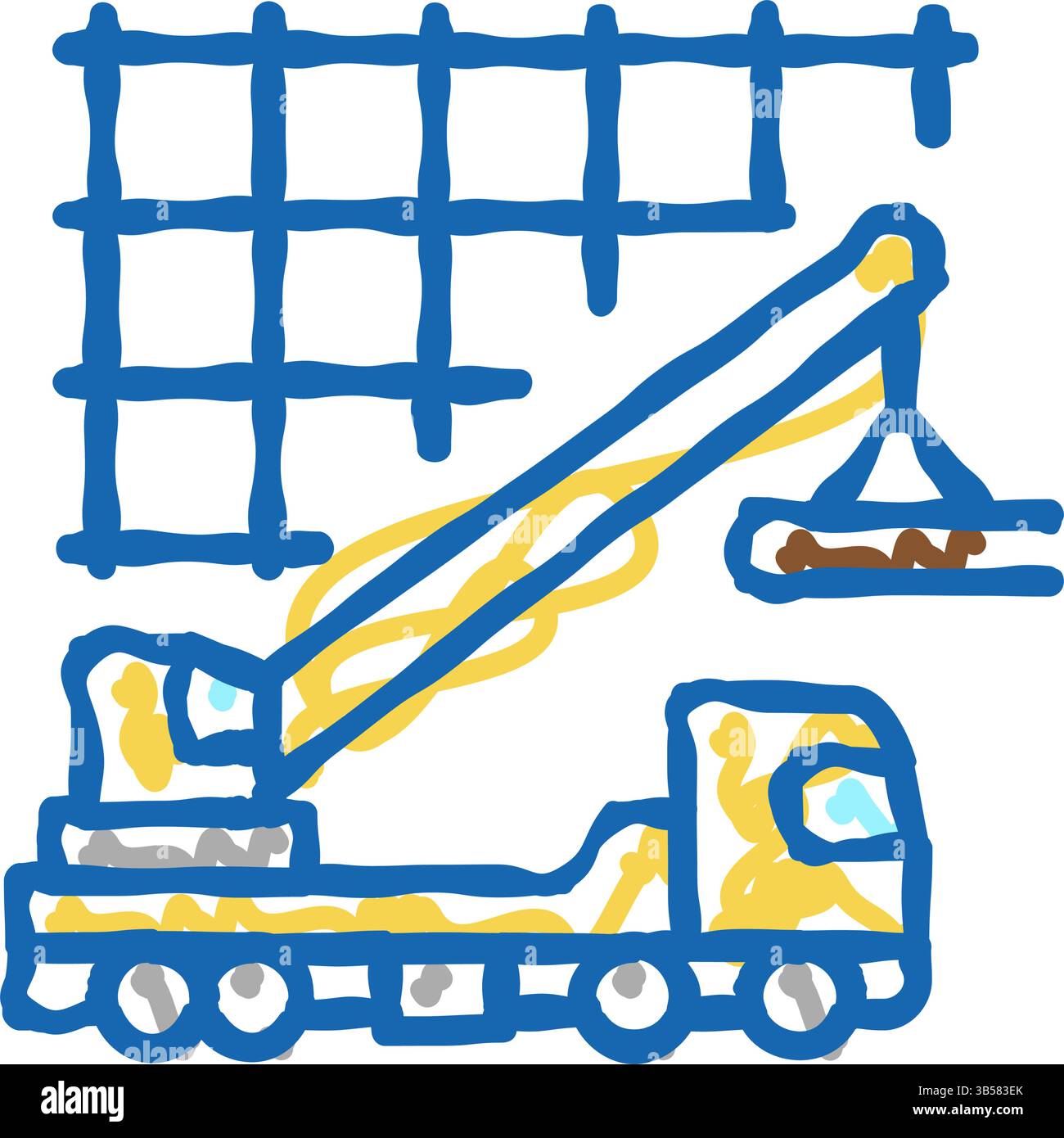 crane lifting building materials icon doodle illustration Stock Vector ...