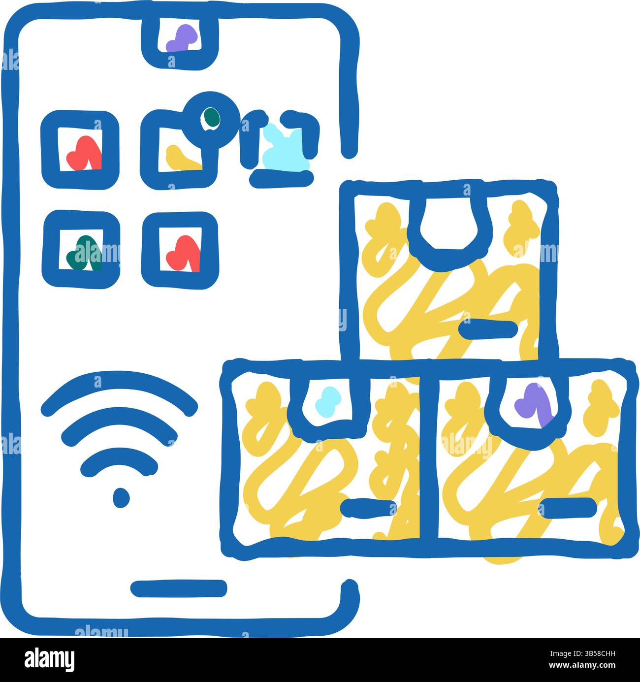 phone supply chain management icon doodle illustration Stock Vector ...