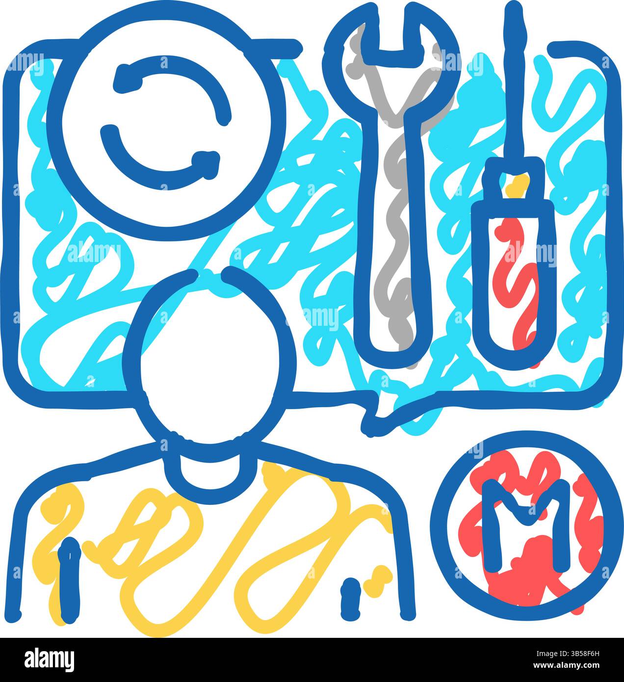 repairman master speak about tools icon doodle illustration Stock ...