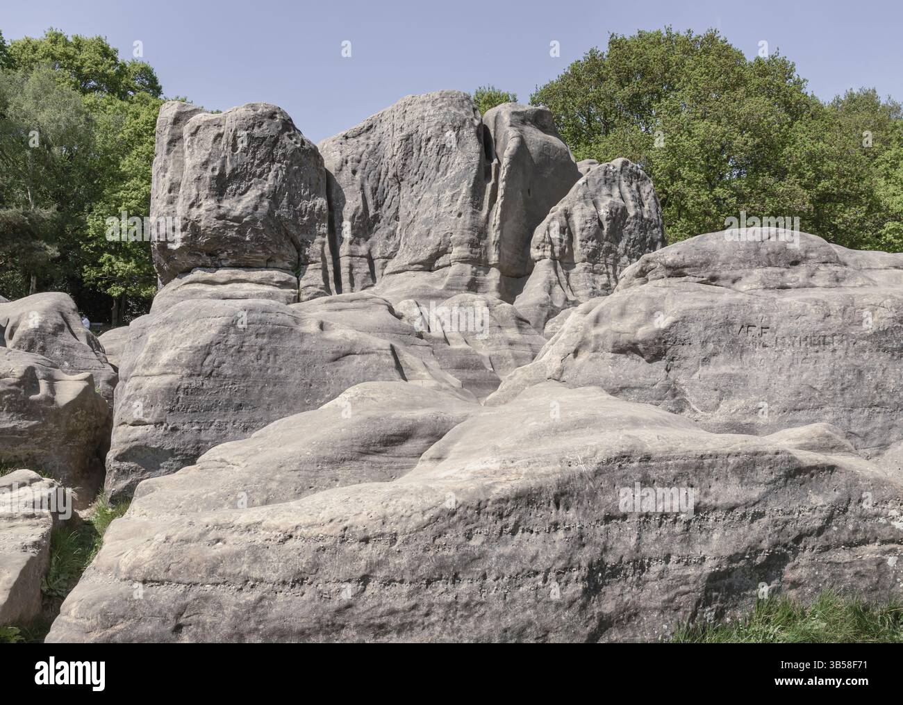 Scenery view of An unusual outcrop of natural sandstone rocks on ...