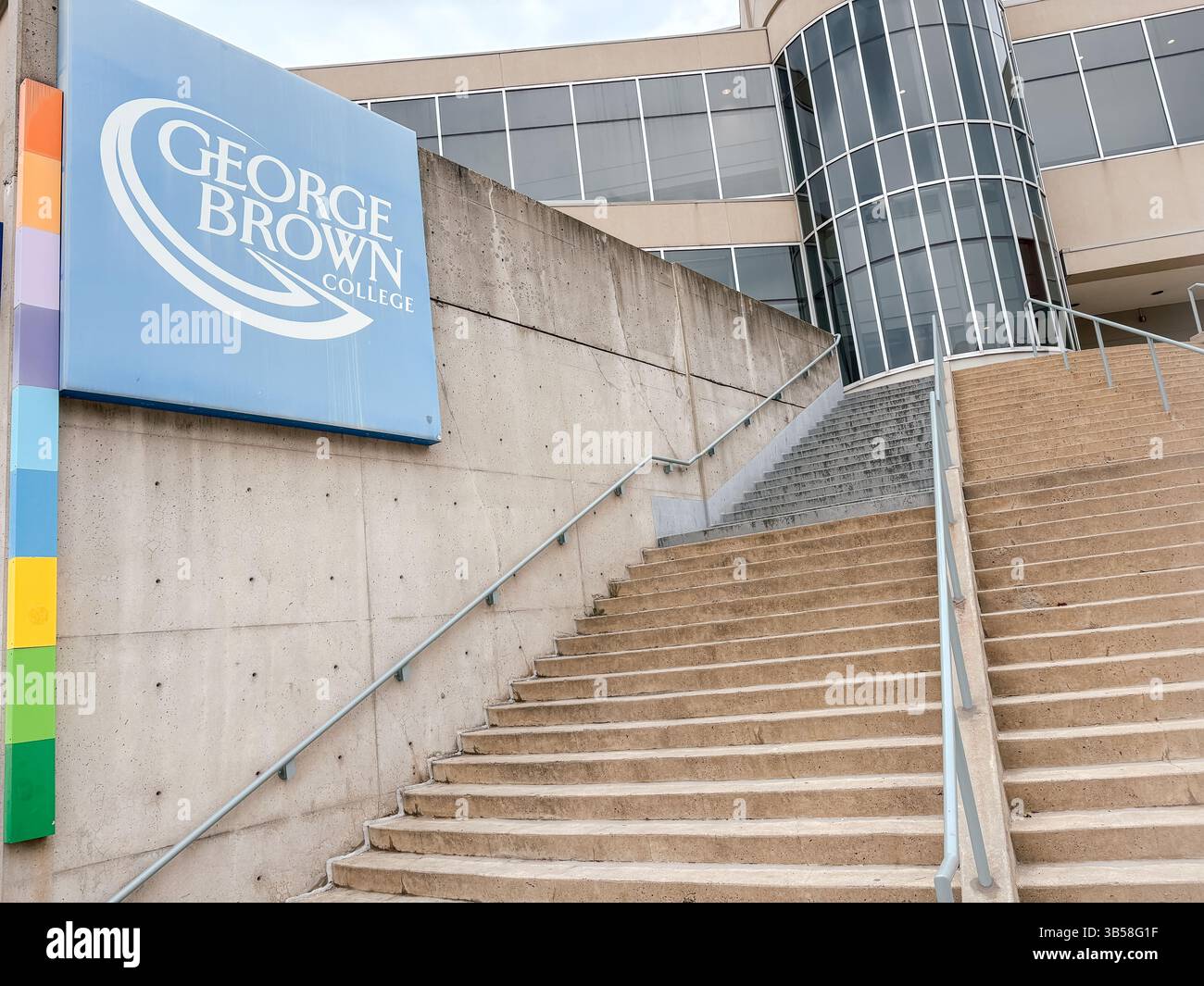 Low angle shot of George Brown College campus in Toronto with the ...