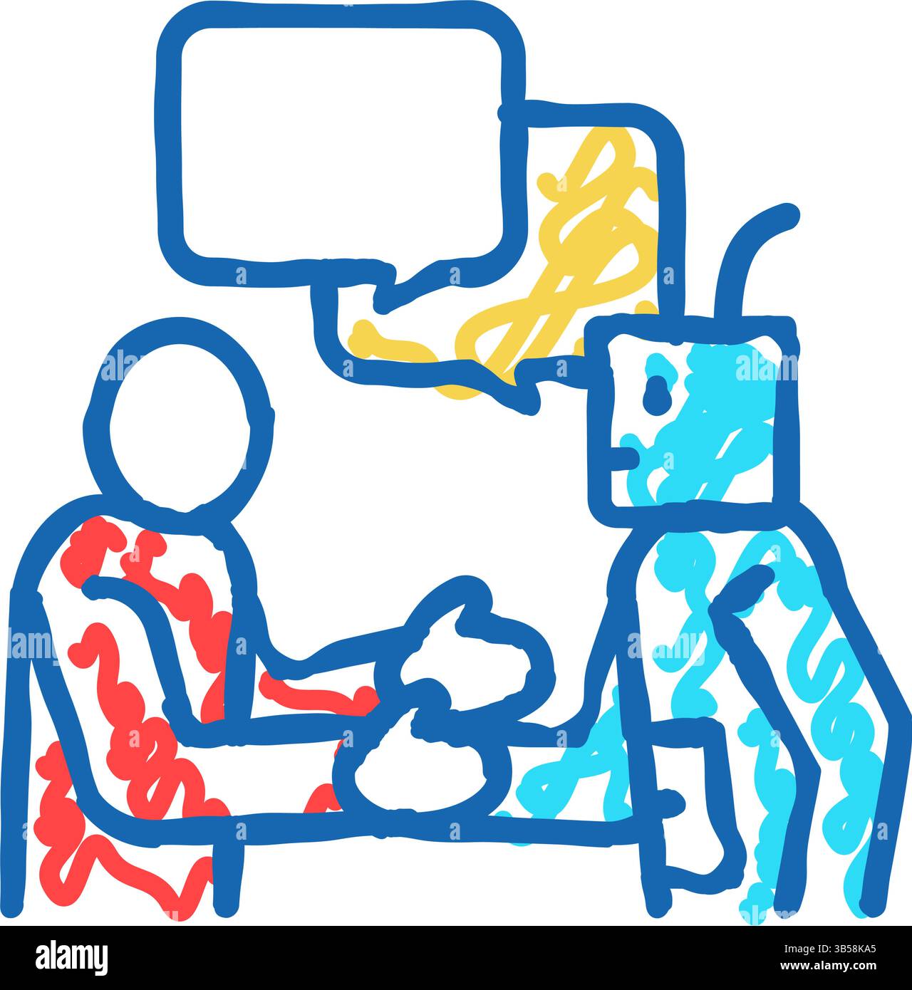 artificial intelligence work introduction icon doodle illustration ...