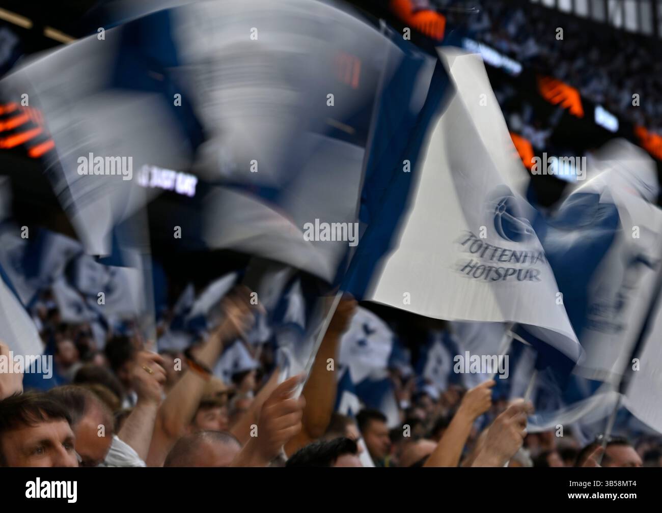 London, UK. 1st May, 2025. A slow shutter speed photo of Spurs fans ...