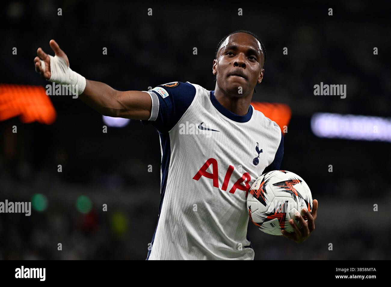 London, UK. 1st May, 2025. Mathys Tel (Spurs) during the Tottenham ...