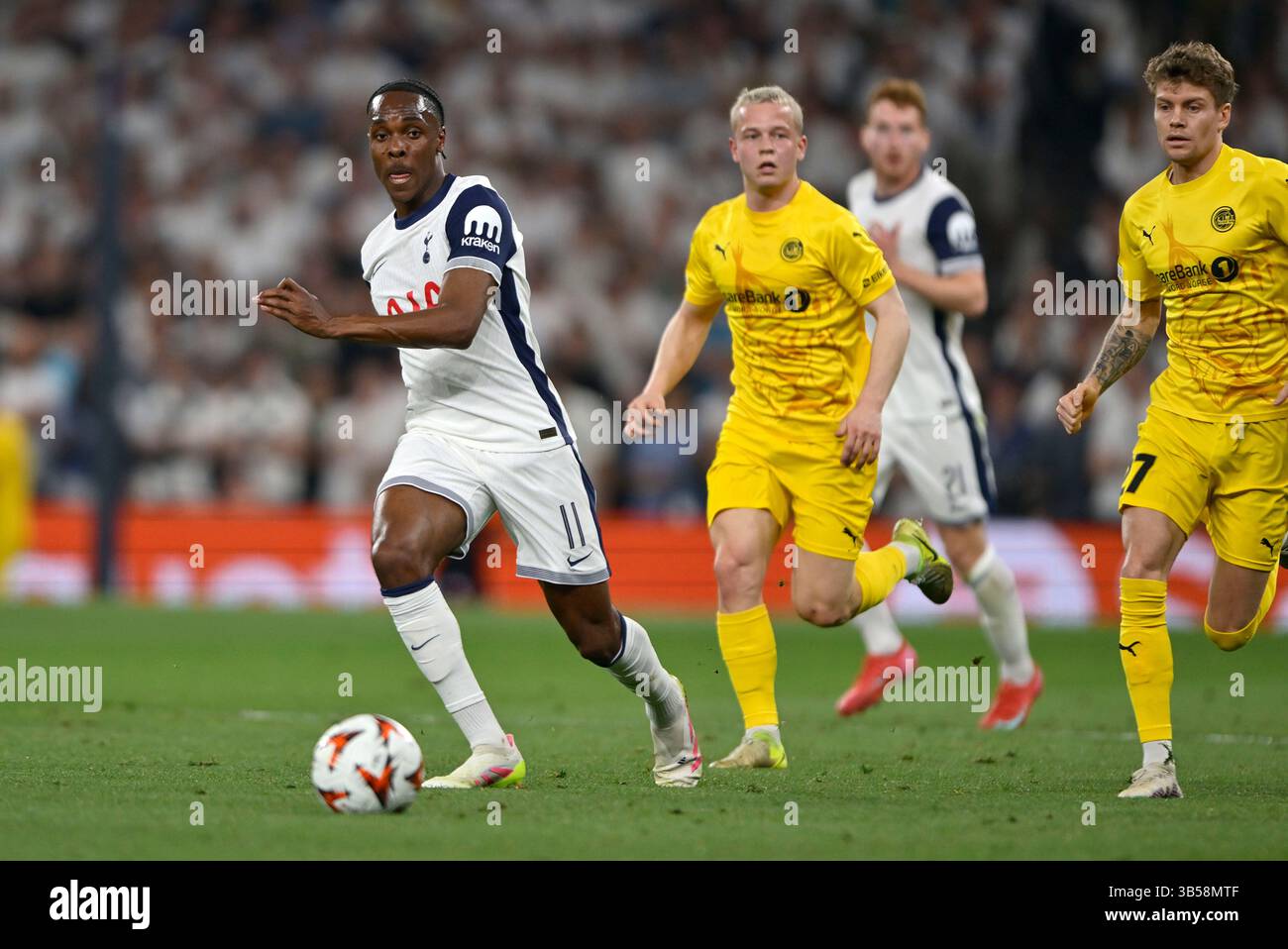 London, UK. 1st May, 2025. Mathys Tel (Spurs) during the Tottenham ...