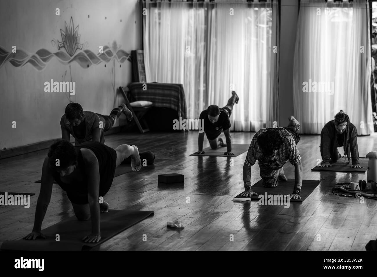 Group fitness studio Black and White Stock Photos & Images - Alamy