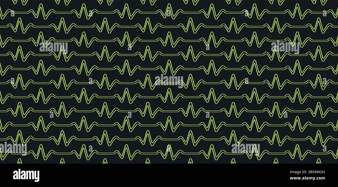 Green Waveform on Black Texture. Pulse shape line art seamless ...