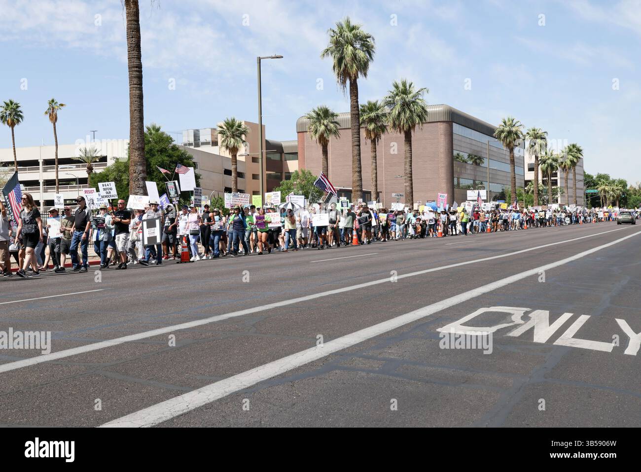 Phoenix, USA. 01st May, 2025. A few thousand rally goers make their way ...